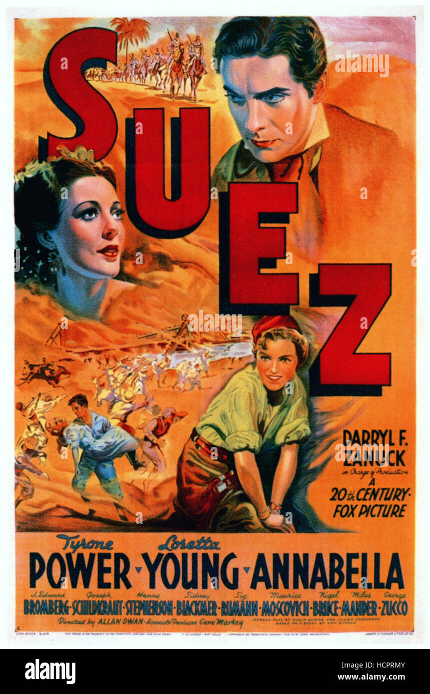 SUEZ, left: Loretta Young, upper right: Tyrone Power, bottom: Annabella ...