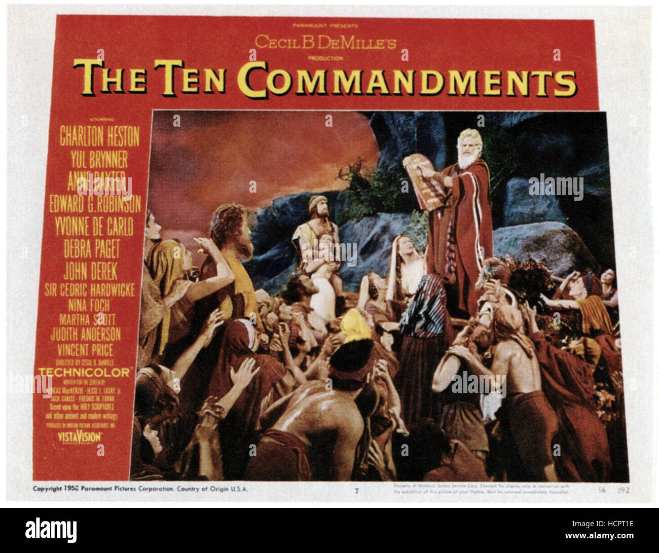 THE TEN COMMANDMENTS, center: Charlton Heston (as Moses), 1956 Stock ...