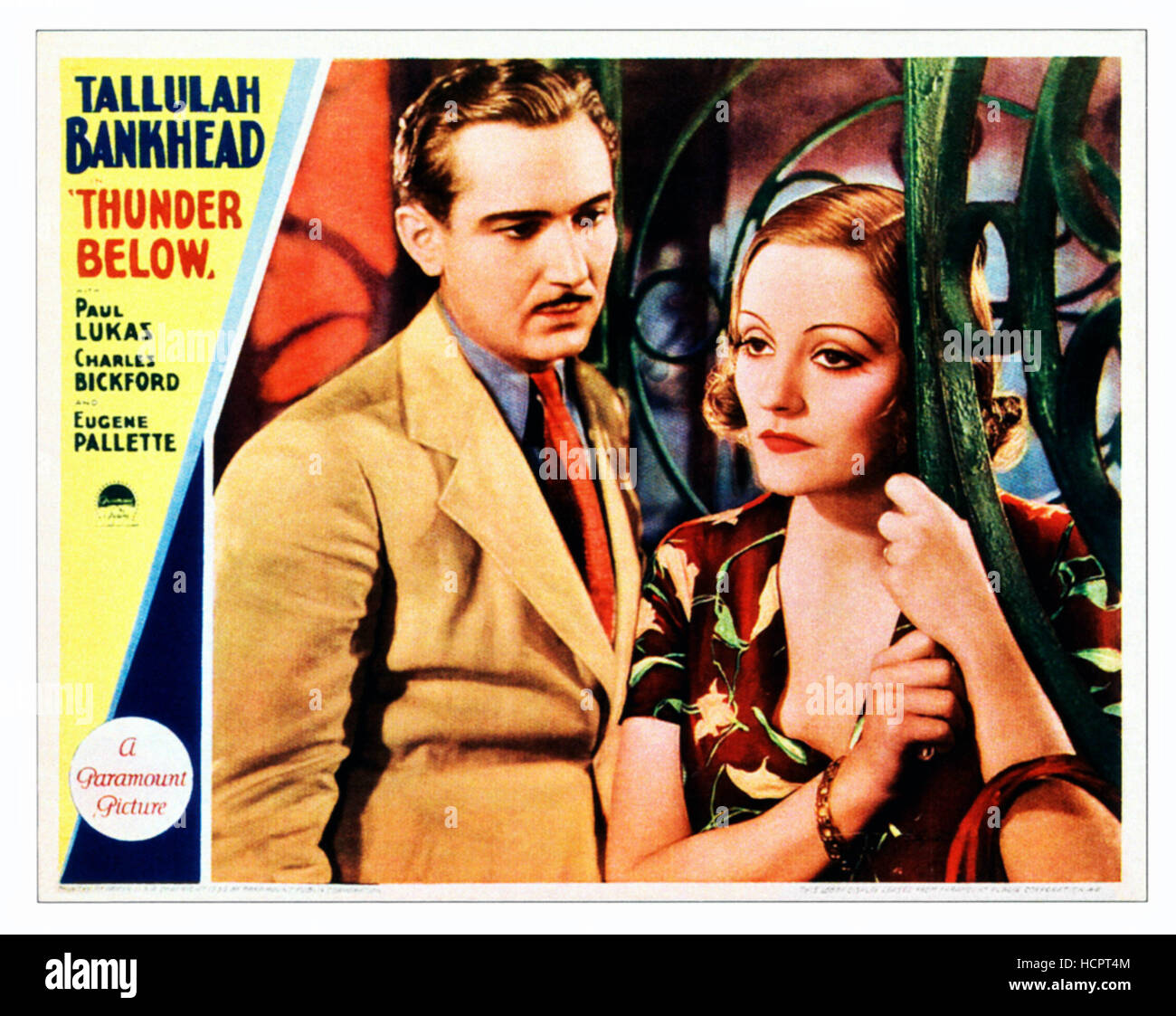 THUNDER BELOW, from left: Paul Lukas, Tallulah Bankhead on lobbycard ...