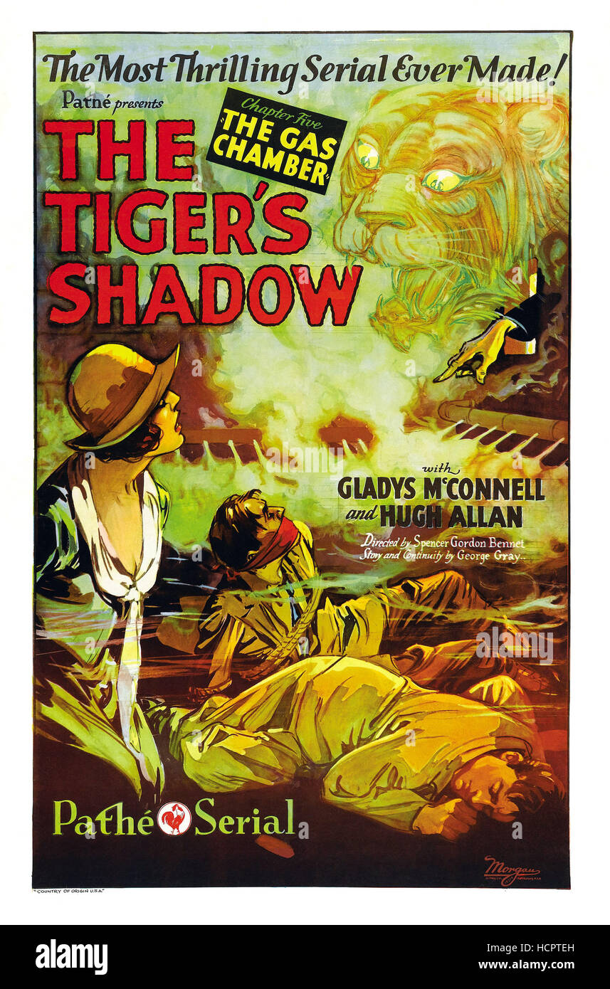 THE TIGER'S SHADOW, US poster art, from left: Gladys McConnell, Hugh ...