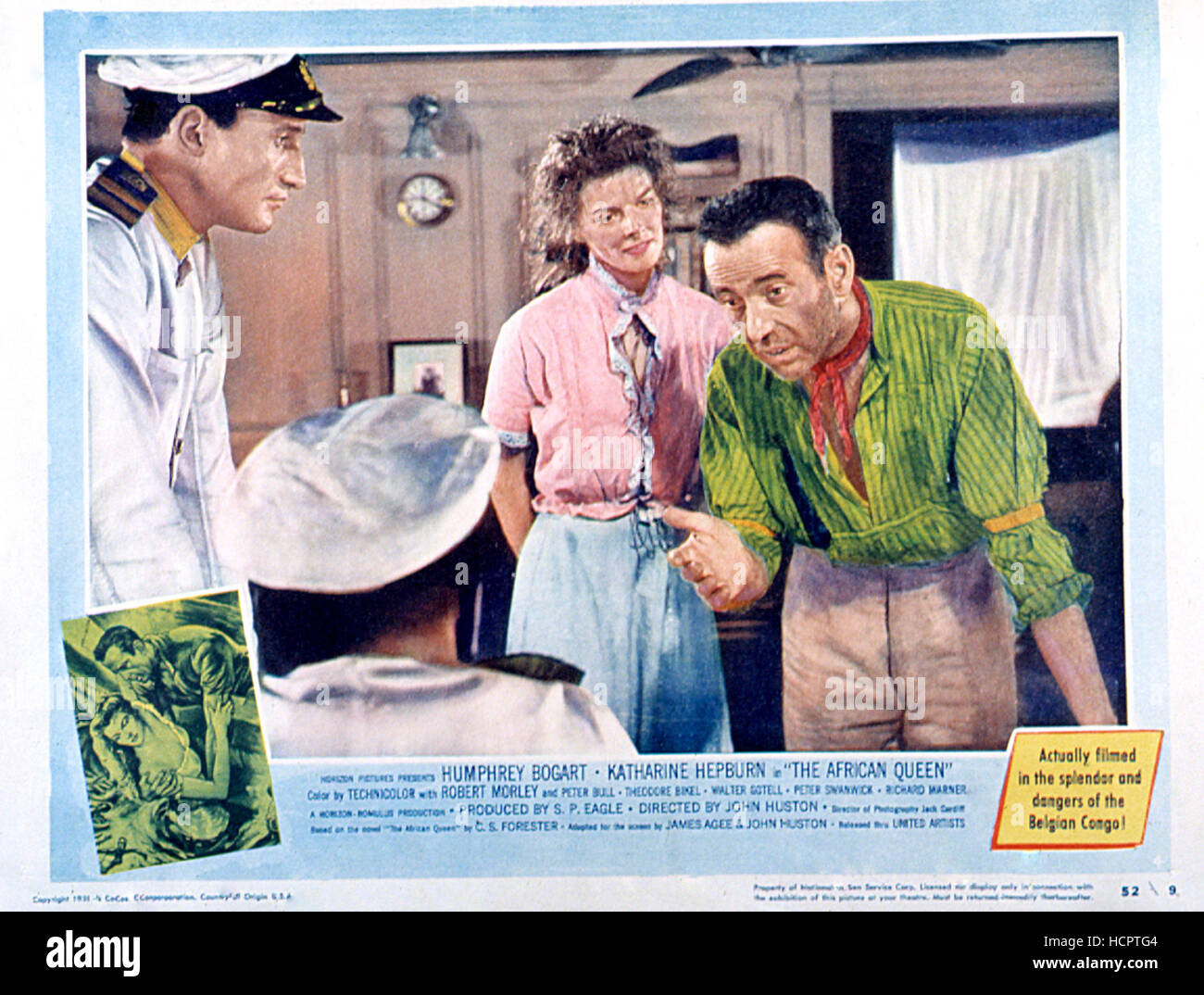 THE AFRICAN QUEEN, Walter Gotell, Humphrey Bogart, Katharine Hepburn ...