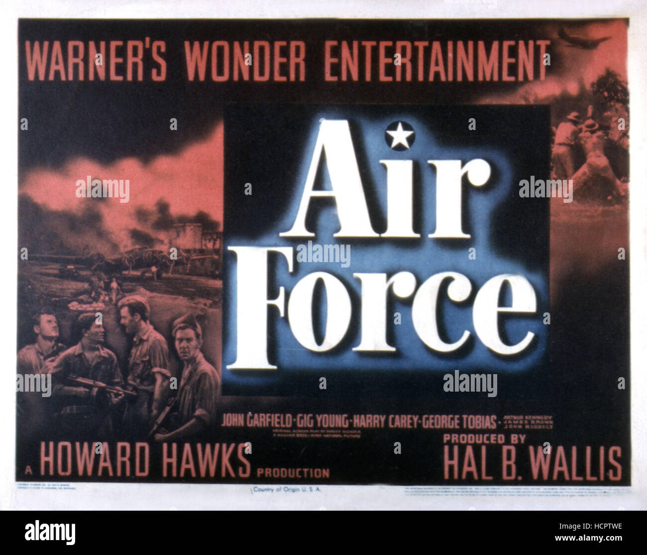 AIR FORCE, Gig Young, John Garfield, John Ridgely, Ward Wood, 1943 ...