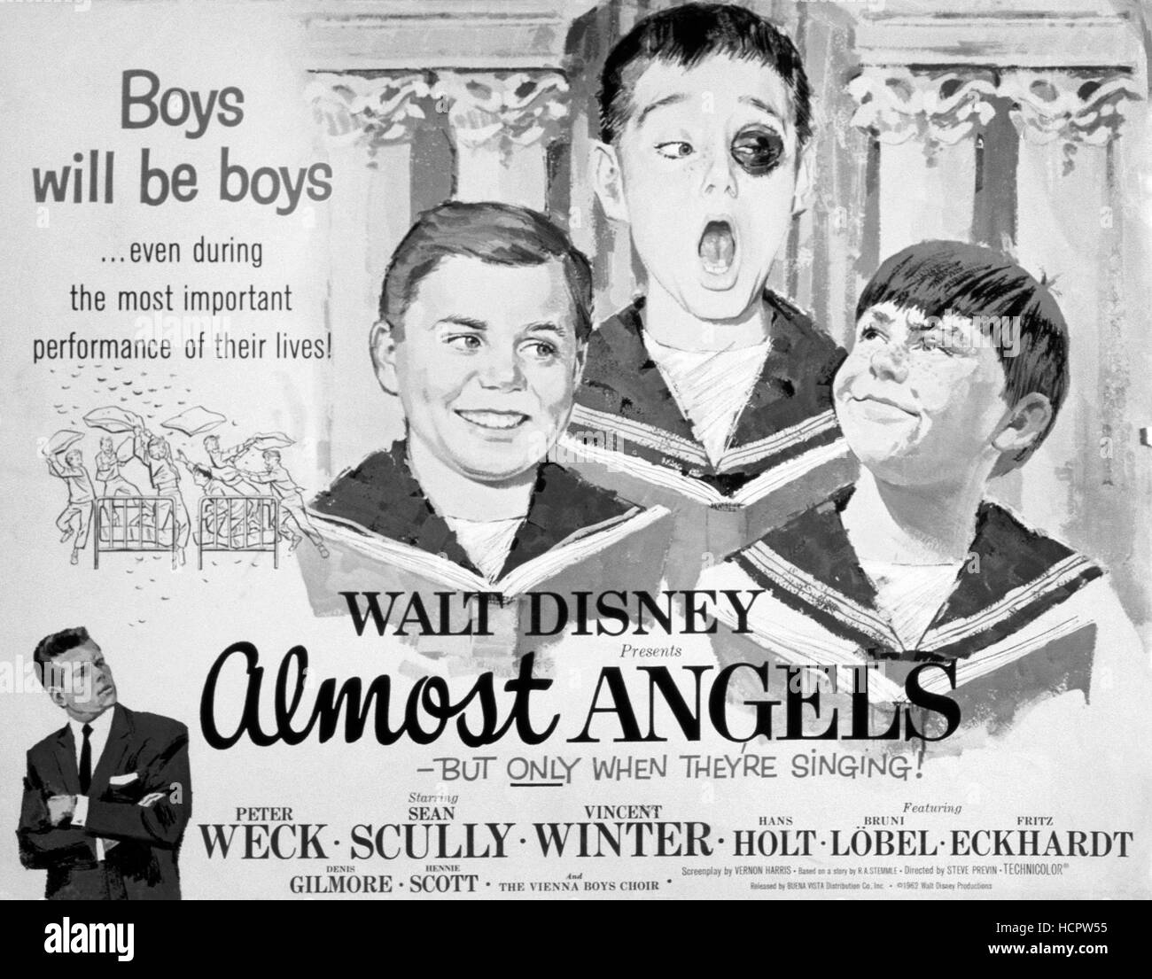 ALMOST ANGELS, Peter Weck (left), Vincent Winter (open mouth), 1962 ...