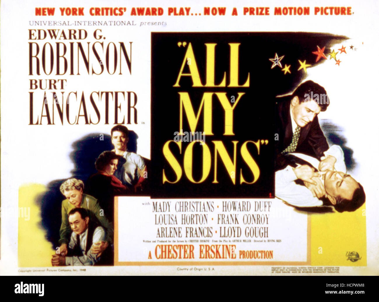 ALL MY SONS, Burt Lancaster, Edward G. Robinson, 1948 Stock Photo - Alamy