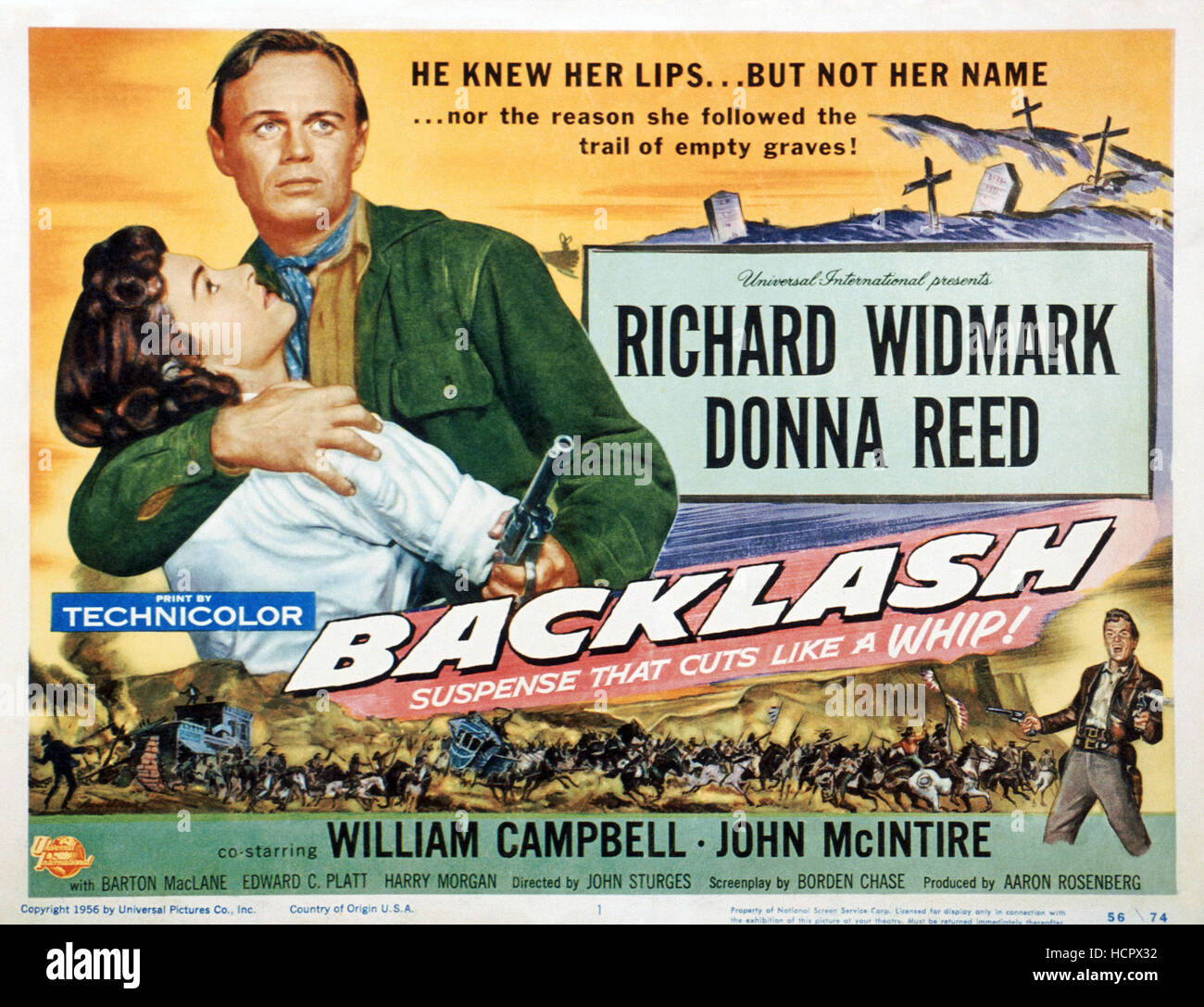 BACKLASH, top left: Donna Reed, Richard Widmark, 1956 Stock Photo - Alamy