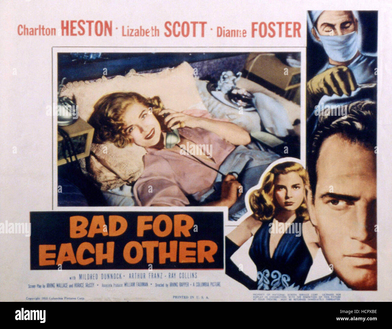BAD FOR EACH OTHER, Lizabeth Scott, Charlton Heston, 1953 Stock Photo ...