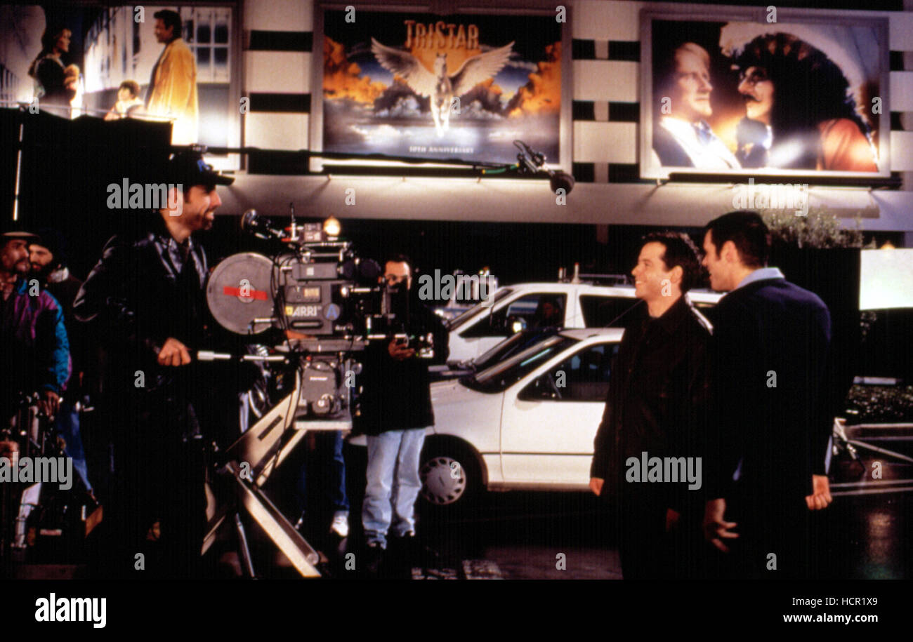 Matthew Broderick, Jim Carrey preparing to film a scene for CABLE GUY ...
