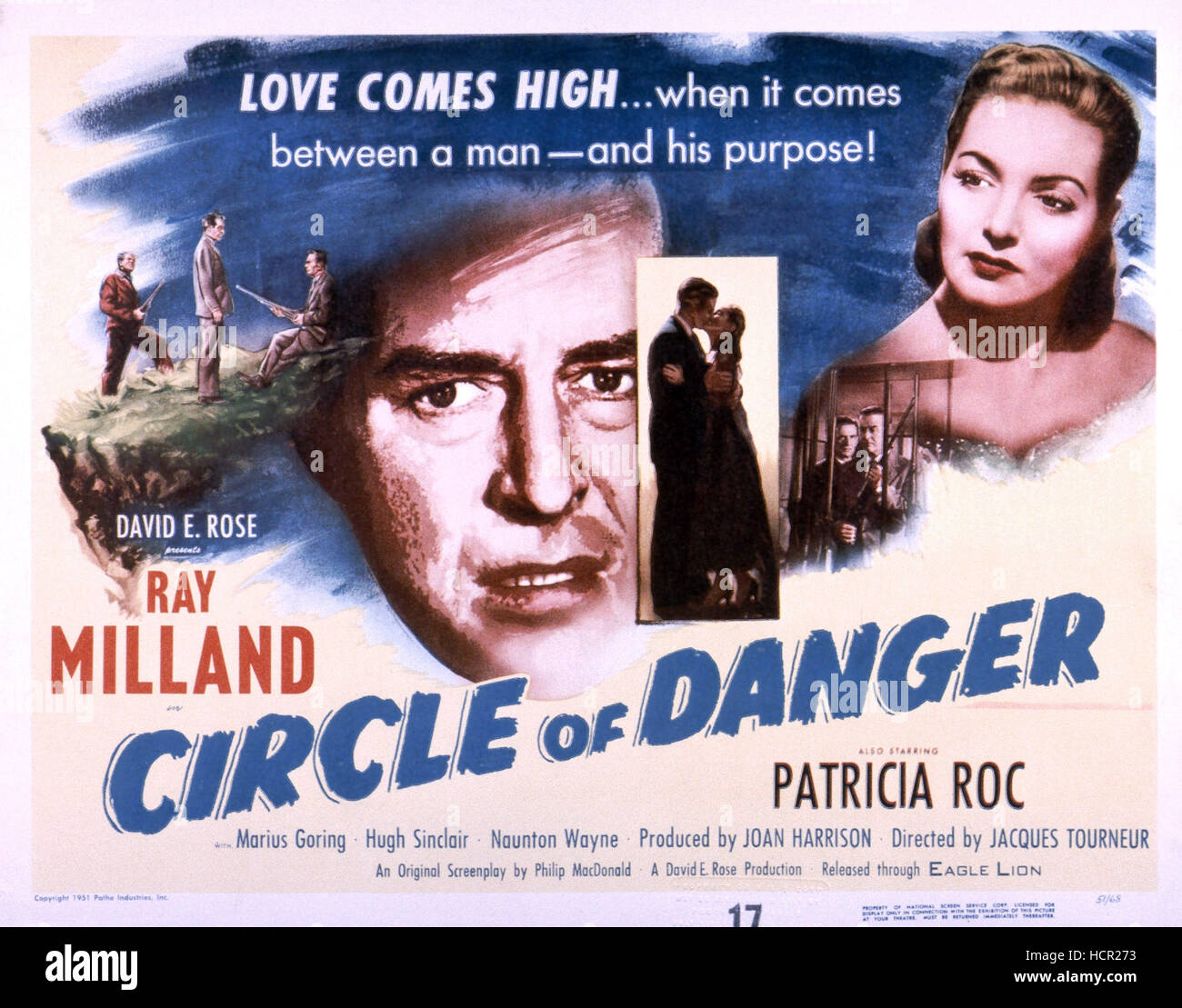 CIRCLE OF DANGER, faces from left: Ray Milland, Patricia Roc, 1951 Stock Photo - Alamy