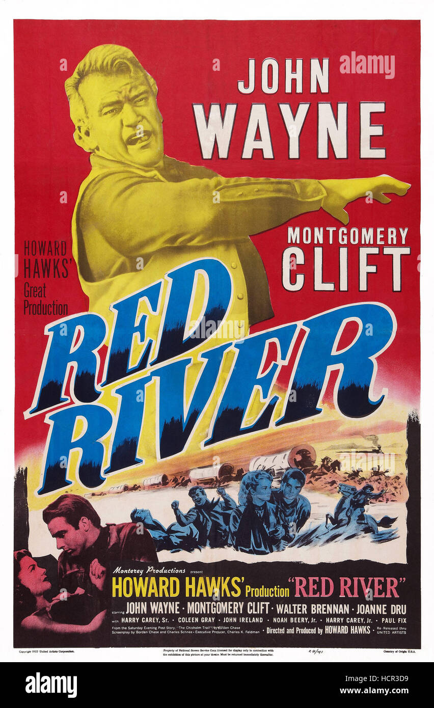 RED RIVER, top: John Wayne, bottom from left: Joanne Dru, Montgomery ...