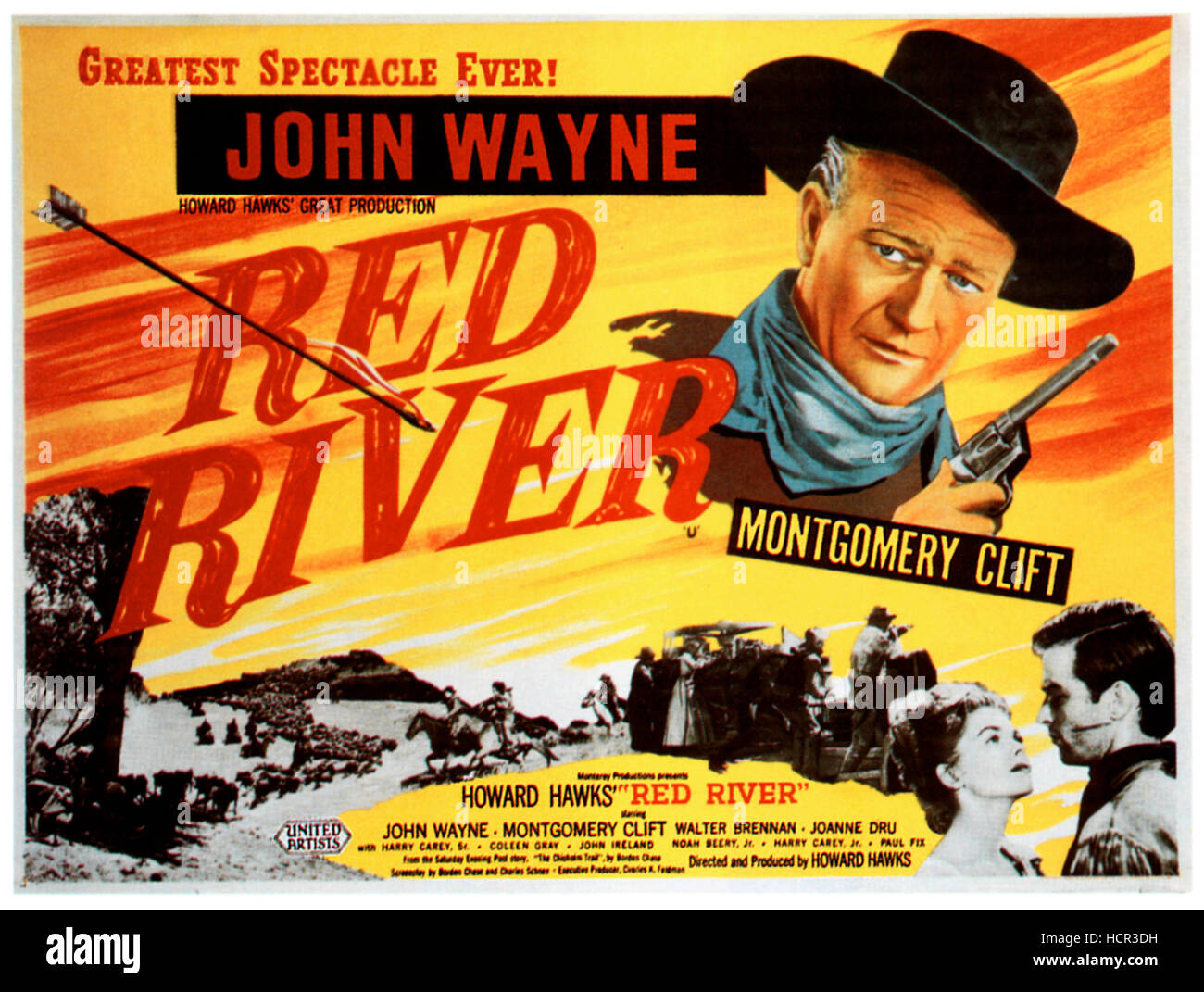 Red River Top Right John Wayne Bottom From Left Joanne Dru Montgomery Clift 1948 Stock