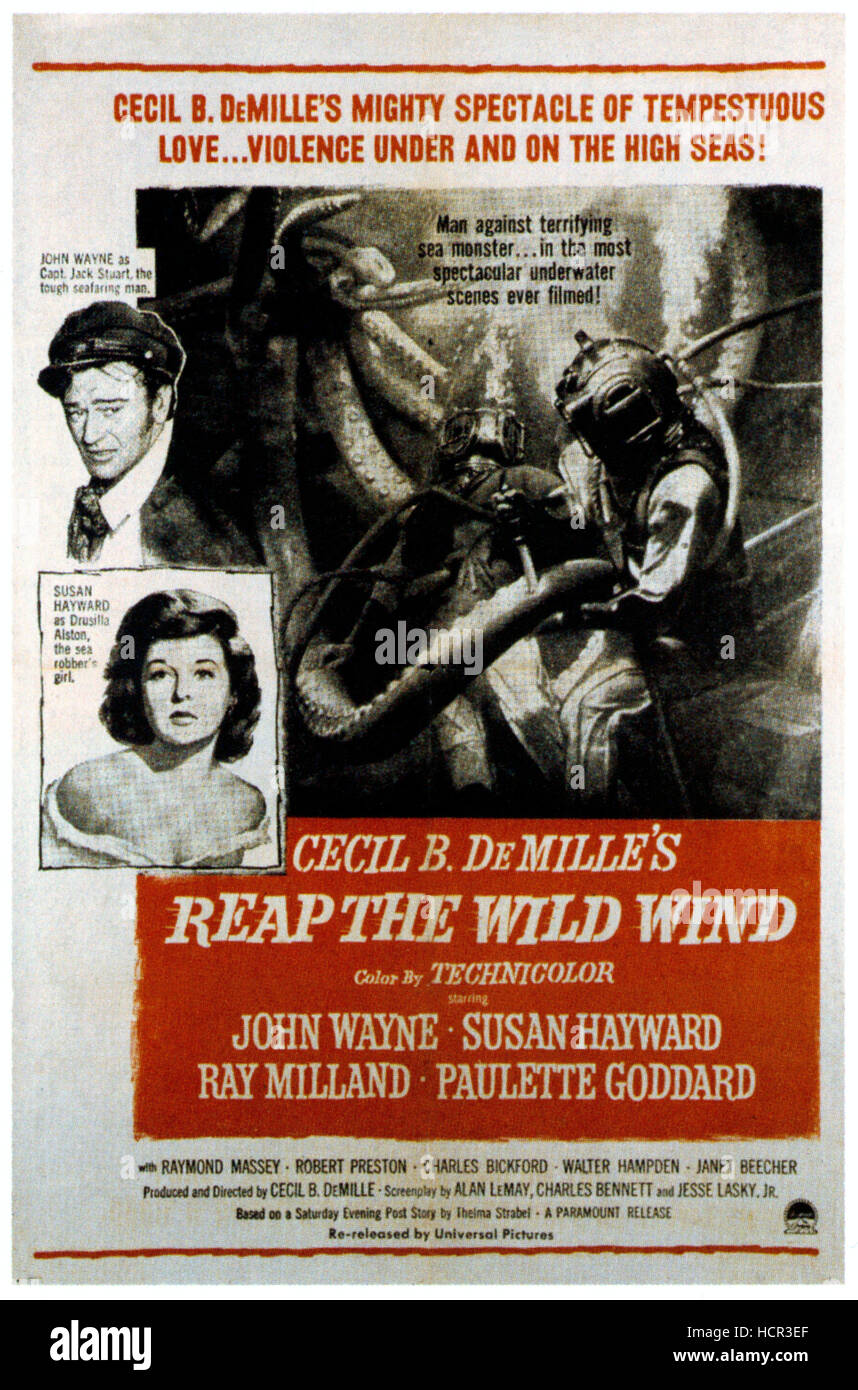 REAP THE WILD WIND, left from top: John Wayne, Paulette Goddard on 1964 ...