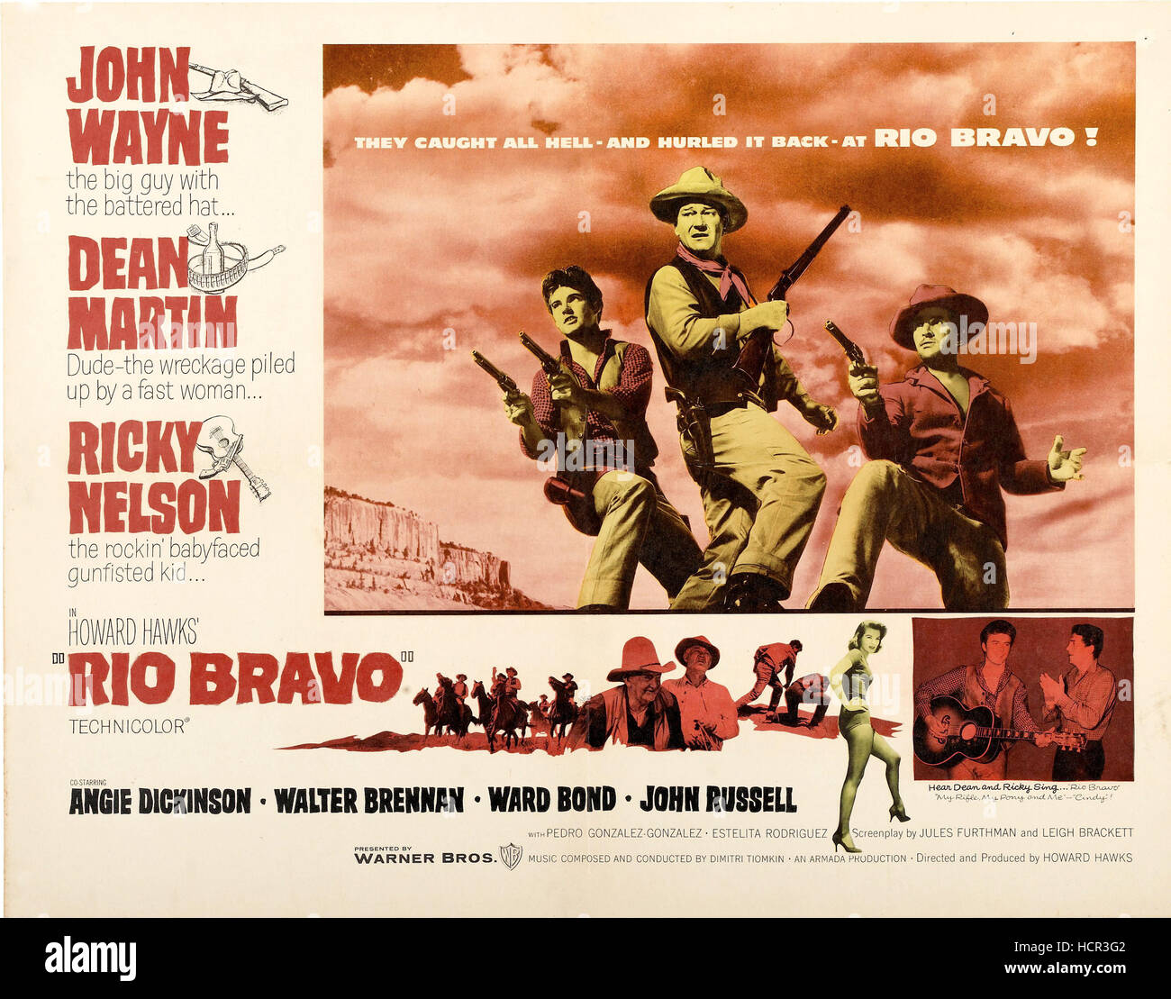 RIO BRAVO, top from left: Ricky Nelson, John Wayne, Dean Martin on ...