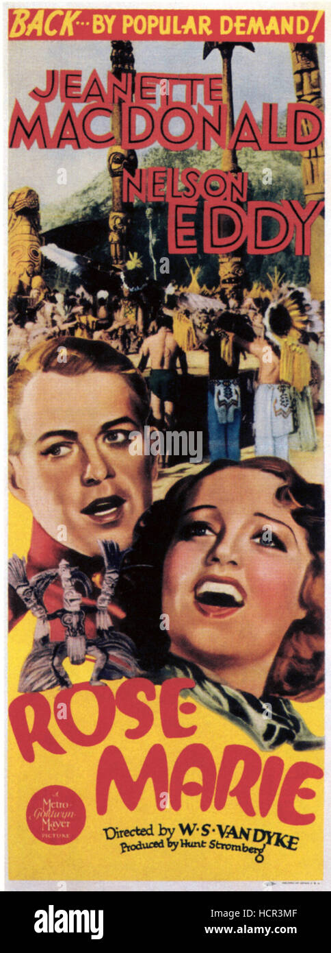 ROSE MARIE, from left: Nelson Eddy, Jeanette MacDonald, 1936 Stock ...