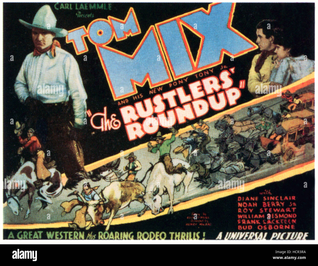 THE RUSTLERS' ROUNDUP, top left: Tom Mix, 1933 Stock Photo - Alamy