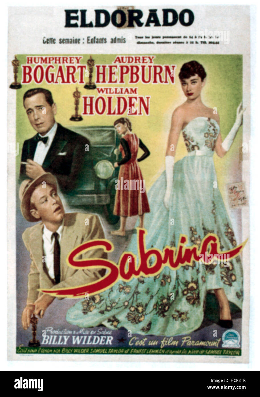 SABRINA, from top left: Humphrey Bogart, William Holden, Audrey Hepburn, Audrey Hepburn on ...