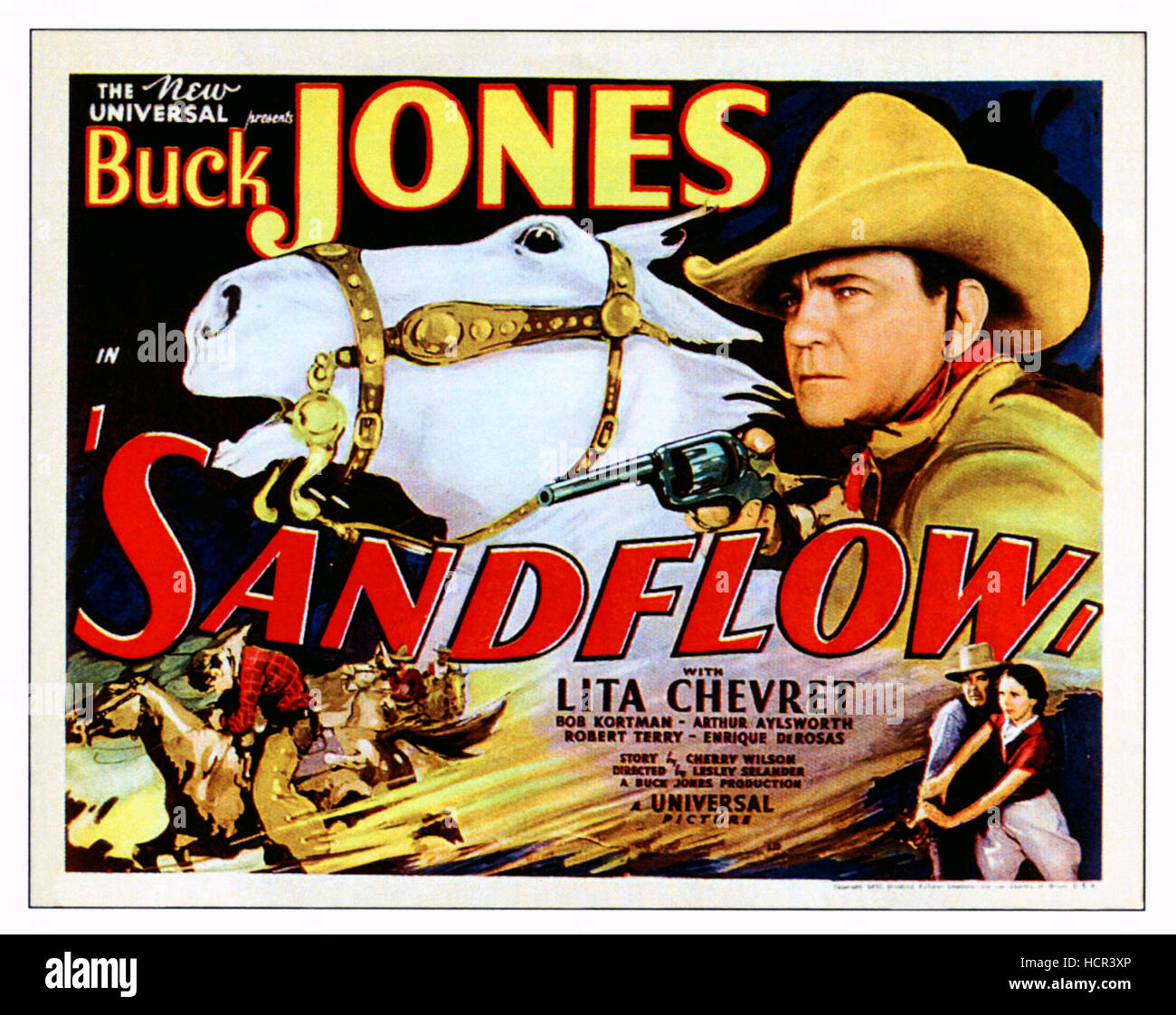SANDFLOW, top: Buck Jones on title lobbycard, 1937 Stock Photo - Alamy