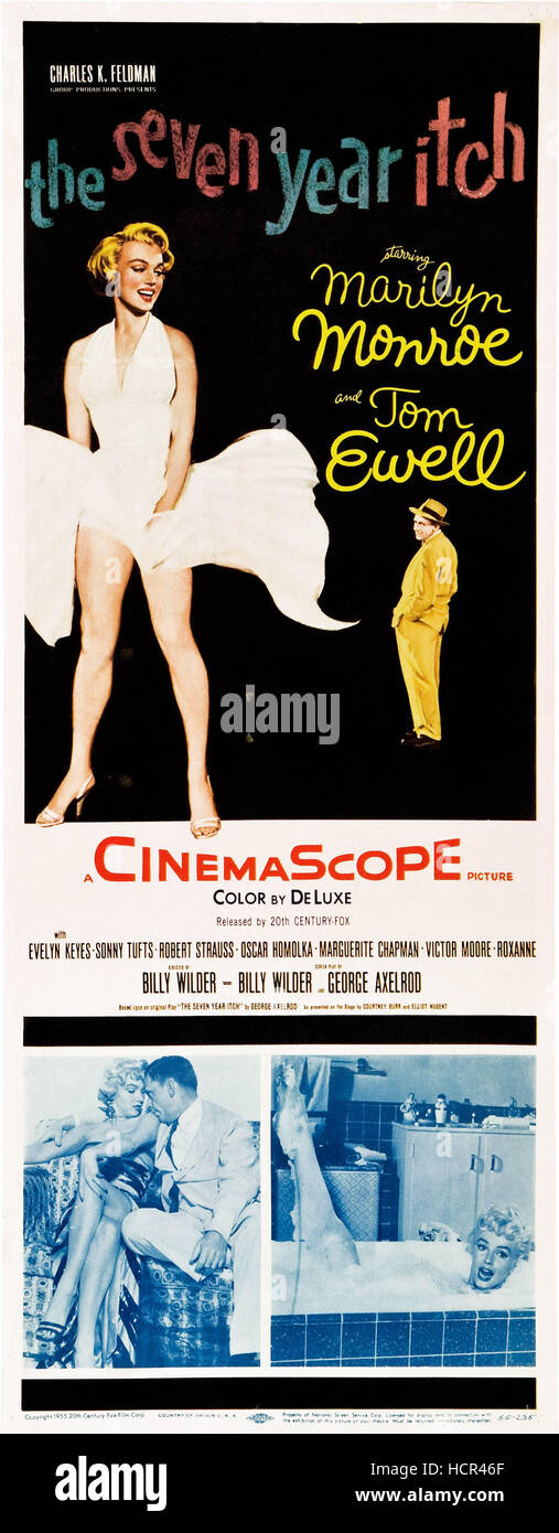 THE SEVEN YEAR ITCH, from top: Marilyn Monroe, Tom Ewell, bottom left ...