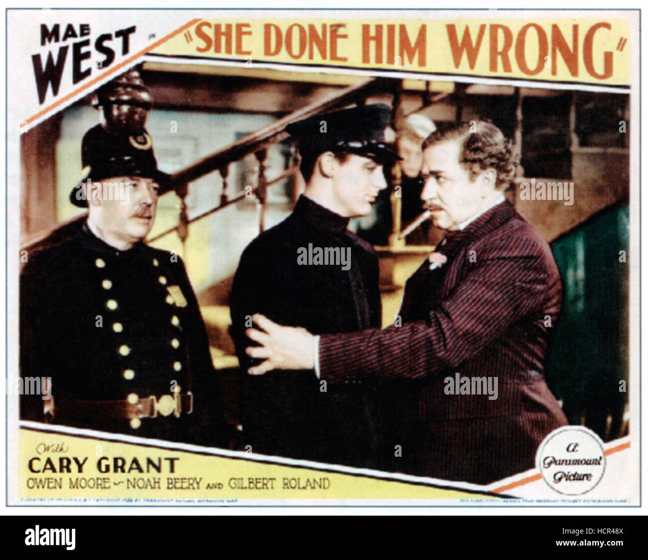 SHE DONE HIM WRONG, US lobbycard, from left: Robert Homans, Cary Grant ...
