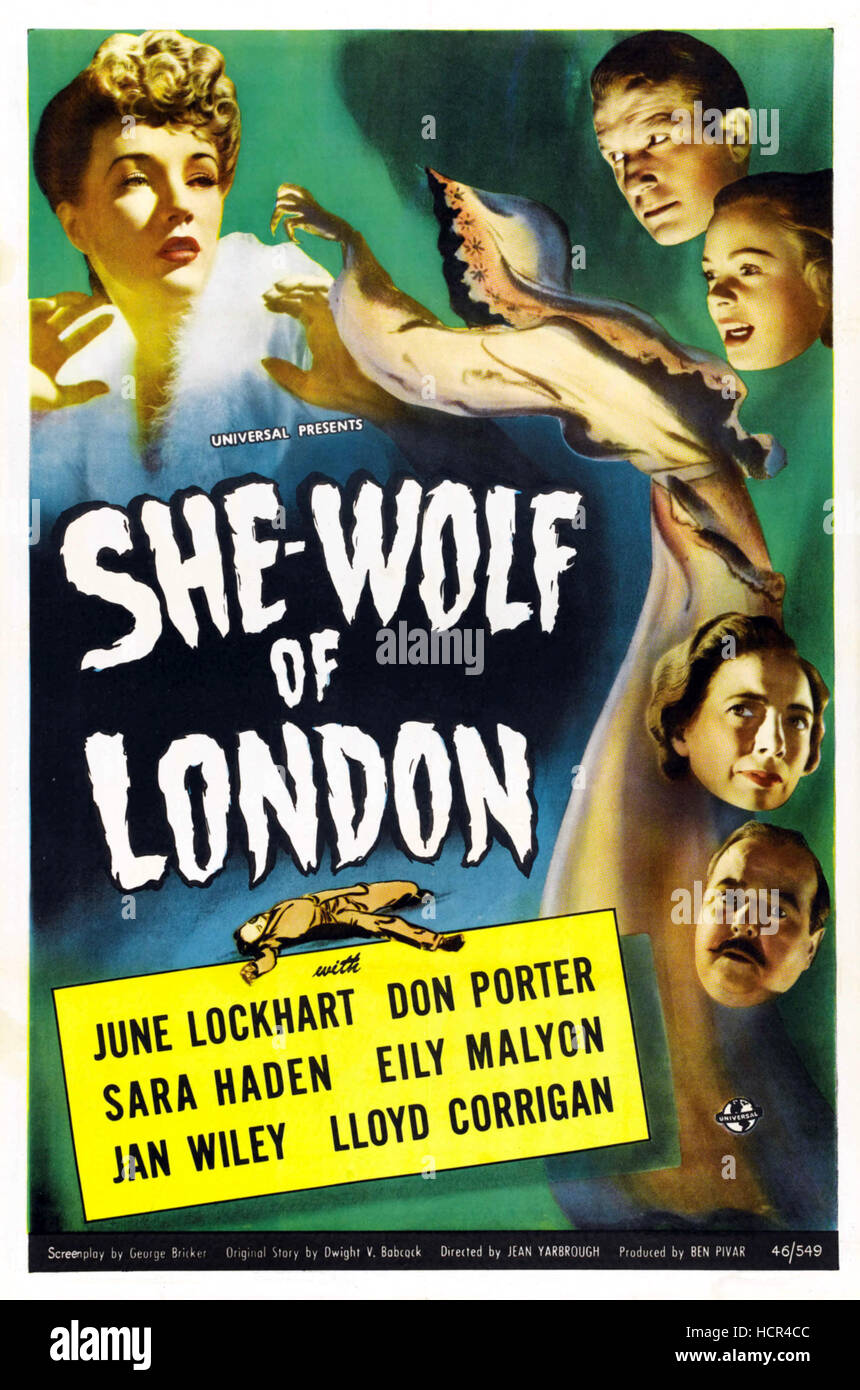 SHE-WOLF OF LONDON, top left: Jan Wiley, right from top: Don Porter ...