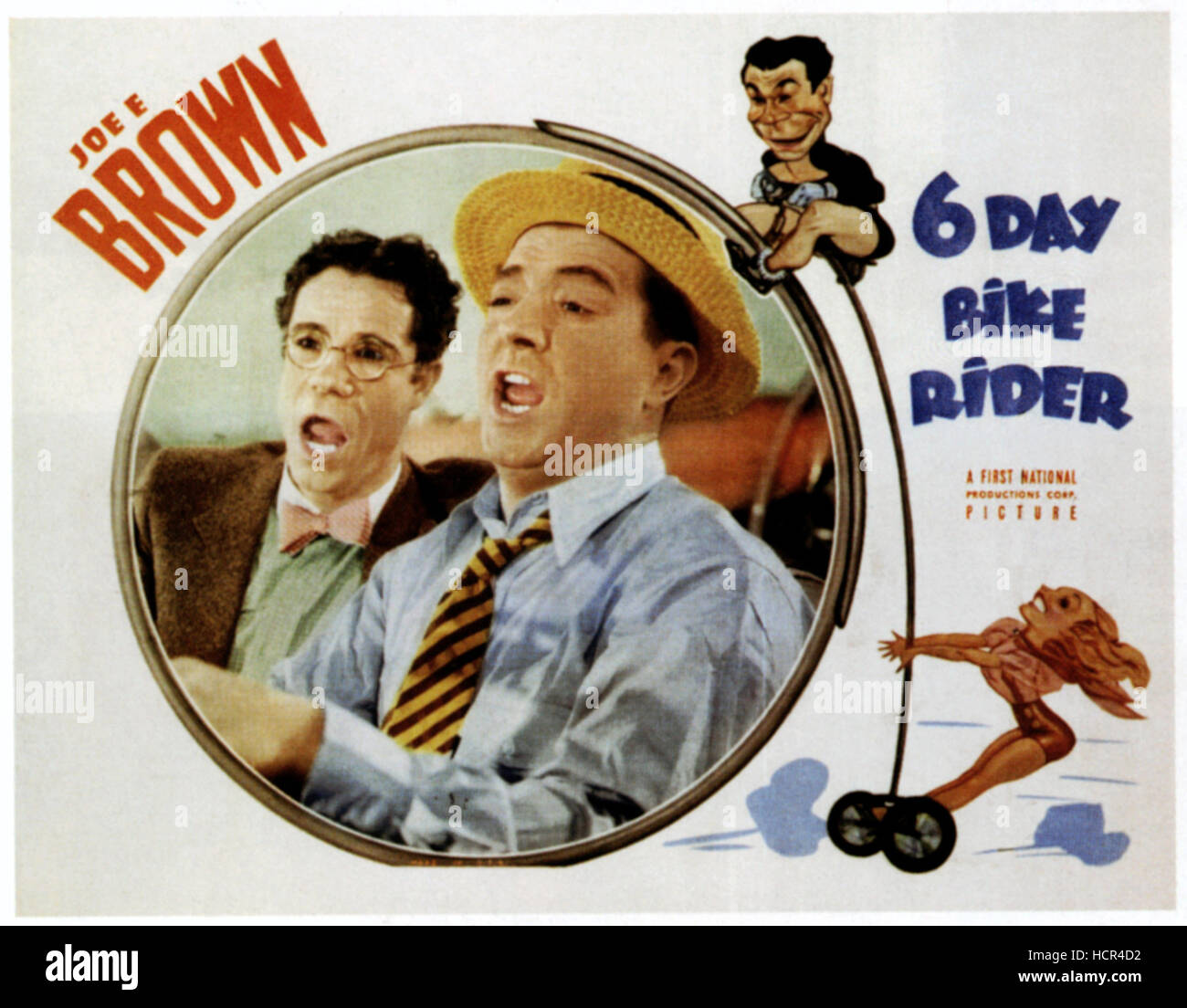SIX DAY BIKE RIDER, US lobbycard, from left: Joe E. Brown, Frank McHugh ...