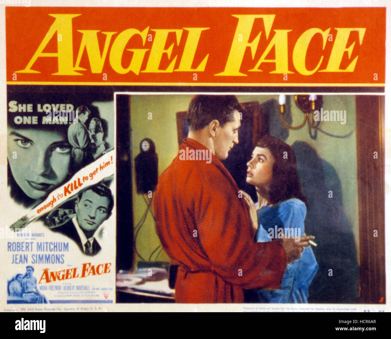ANGEL FACE, Robert Mitchum, Jean Simmons, 1952 Stock Photo - Alamy