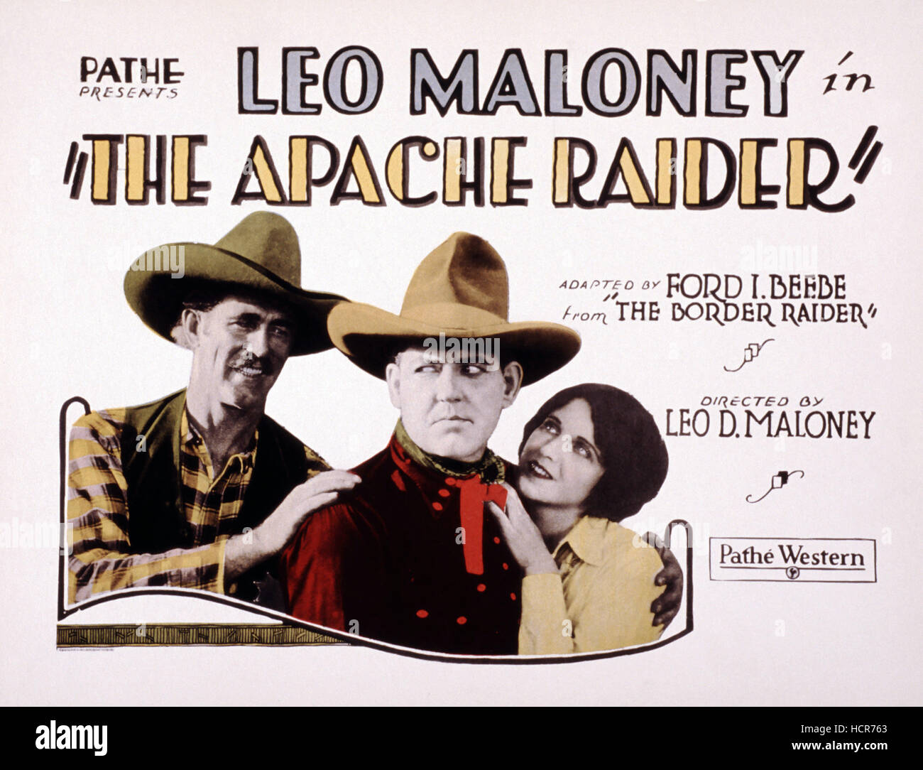 THE APACHE RAIDER, US lobbycard, Leo Maloney (center), Eugenia Gilbert ...
