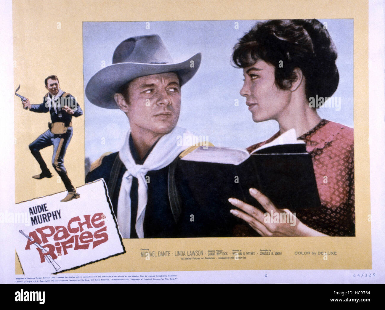 APACHE RIFLES. from left: Audie Murphy (twice), Linda Lawson, 1964 Stock Photo - Alamy