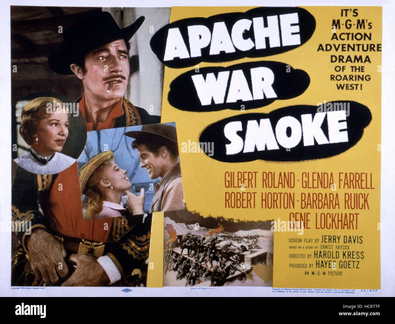 APACHE WAR SMOKE, from left: Glenda Farrell (in circle), Gilbert Roland ...