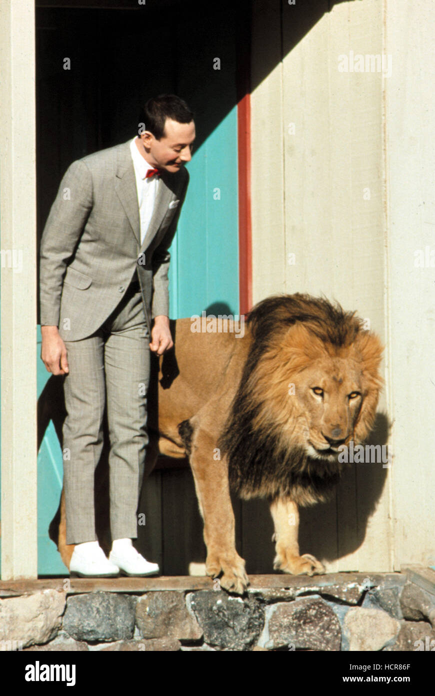 BIG TOP PEE WEE, Pee Wee Herman, aka Paul Reubens with lion, 1988 Stock ...