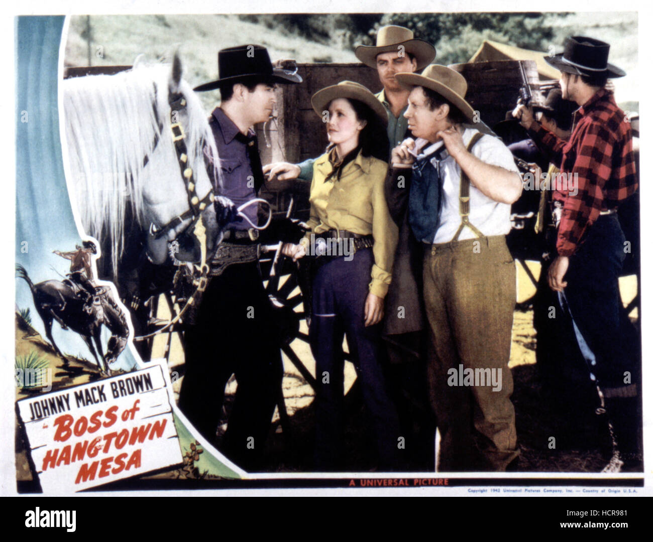 BOSS OF HANGTOWN MESA, Johnny Mack Brown, Helen Deverell, Fuzzy Knight ...