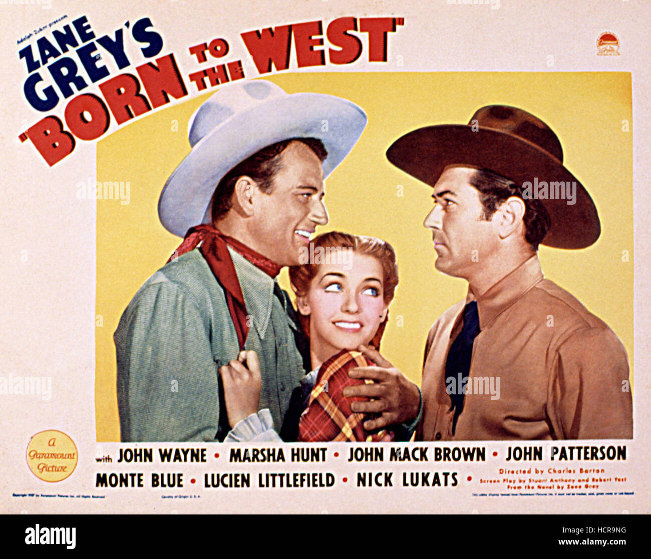 BORN TO THE WEST [aka HELL TOWN], John Wayne, Marsha Hunt, Johnny Mack Brown, 1937 Stock Photo ...
