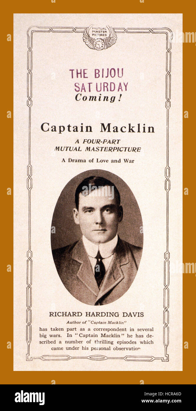 CAPTAIN MACKLIN, advertisment featuring author Richard Harding Davis ...