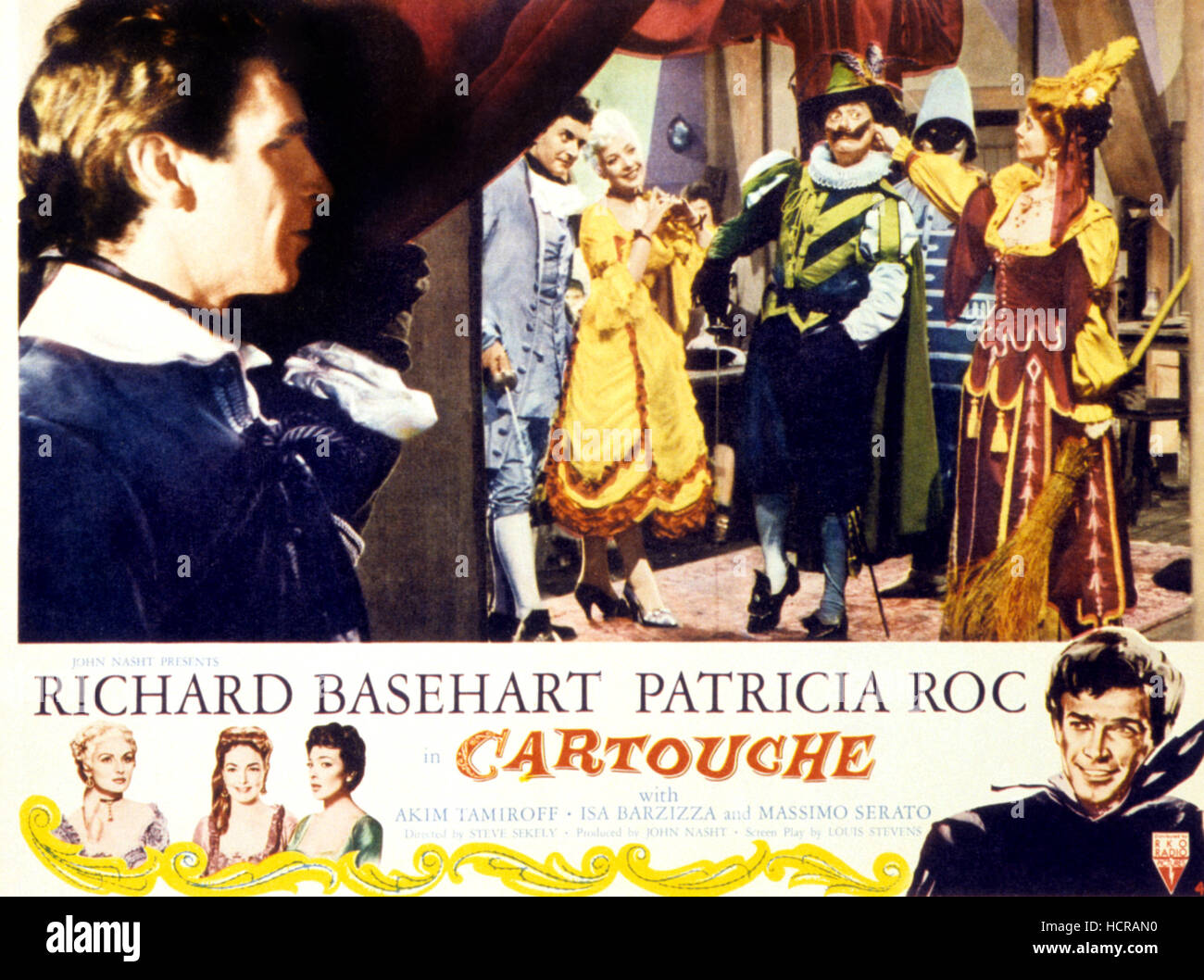 CARTOUCHE, left: Richard Basehart on lobbycard, 1954 Stock Photo - Alamy