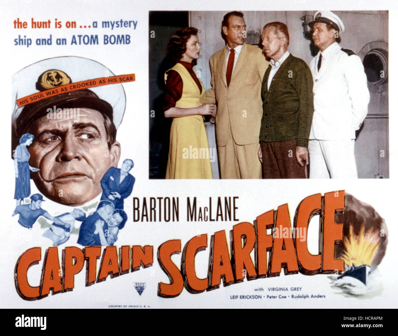 CAPTAIN SCARFACE, Virginia Grey, Leif Erickson, Barton MacLane, 1953 ...