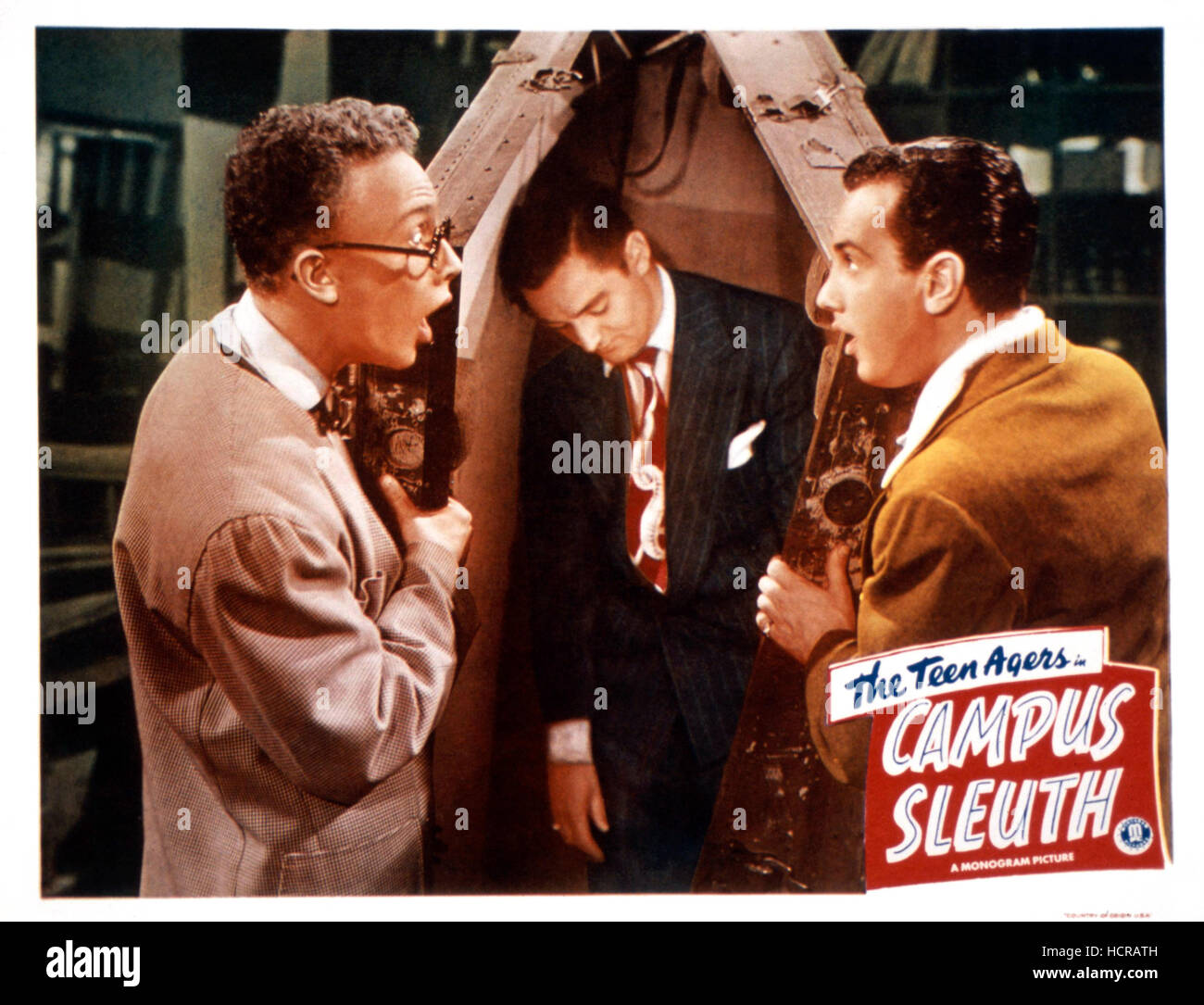 CAMPUS SLEUTH, US lobbycard, front, from left, Warren Mills, Freddie Stewart, 1948 Stock Photo ...