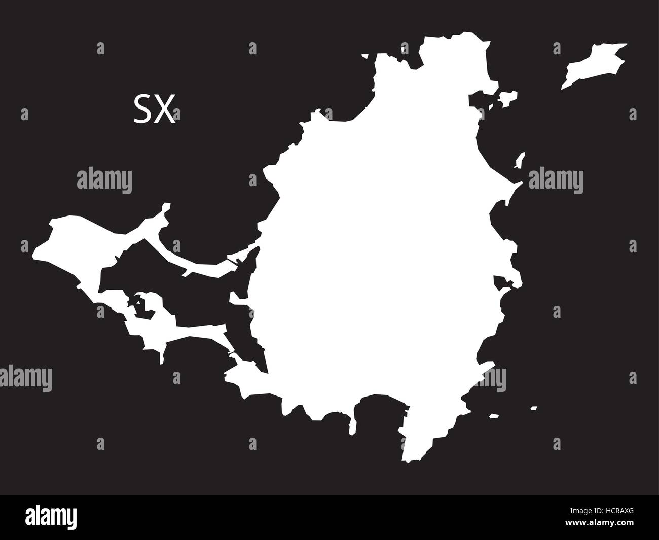 Saint Martin Map black and white illustration Stock Vector Image & Art ...