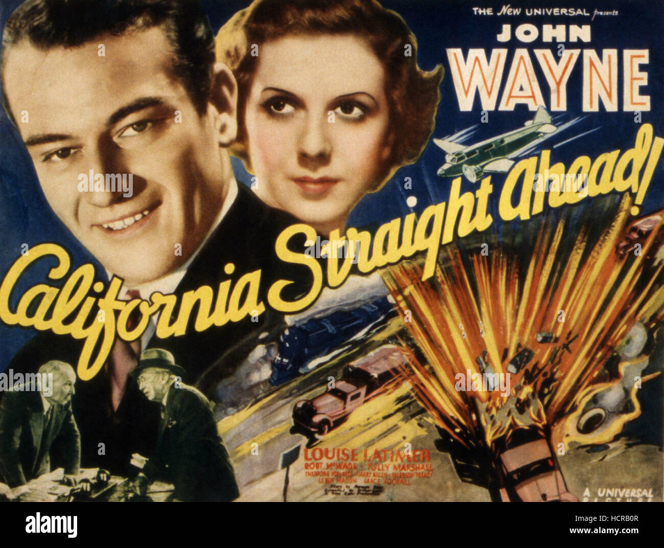 CALIFORNIA STRAIGHT AHEAD!, John Wayne, Louise Latimer, 1937 Stock ...
