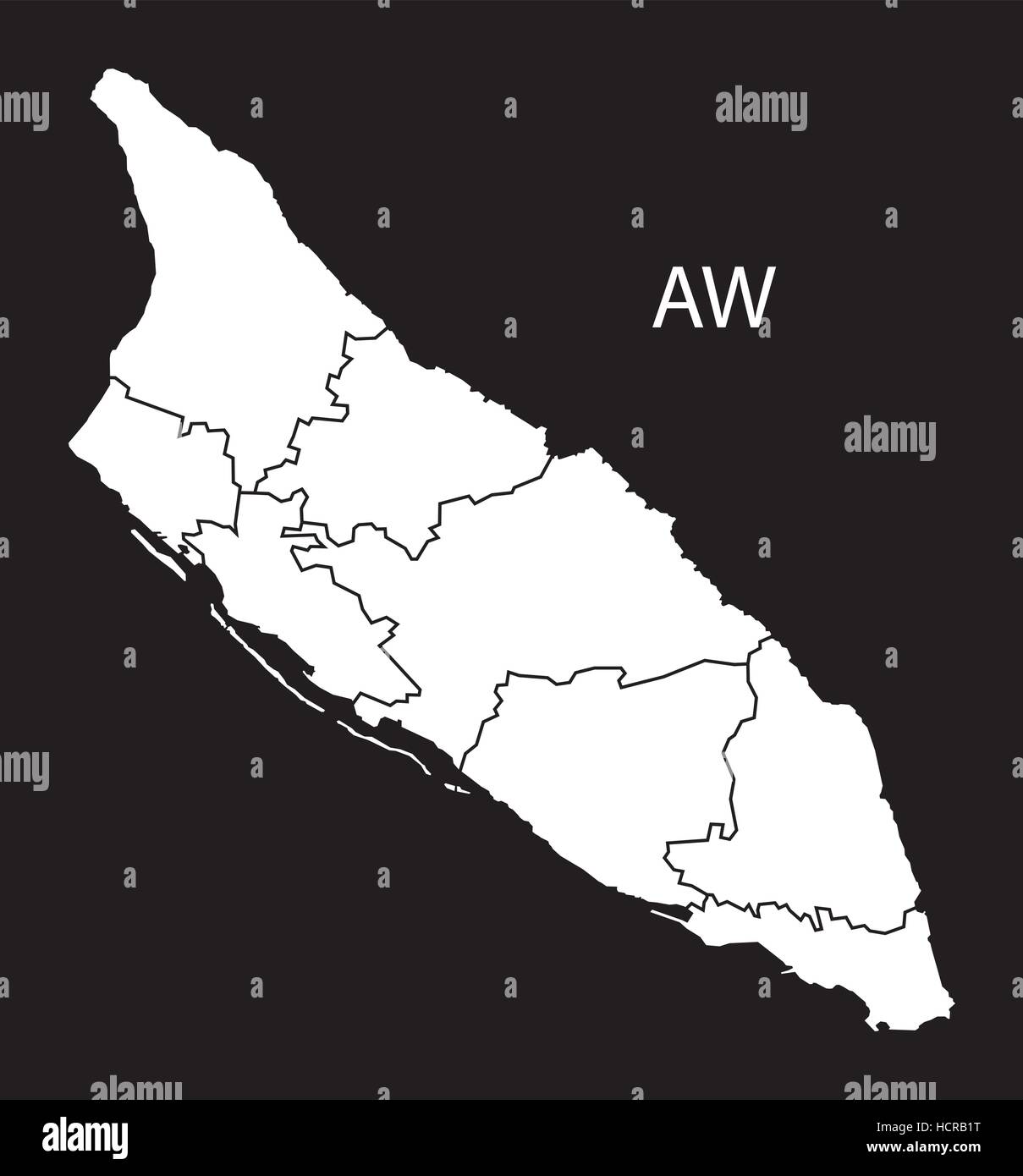 Aruba regions Map black and white illustration Stock Vector Image & Art ...