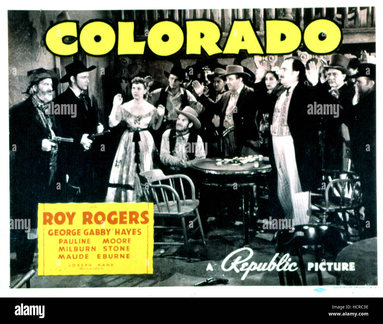 COLORADO, Gabby Hayes, Roy Rogers (both far left, with guns), 1940 ...