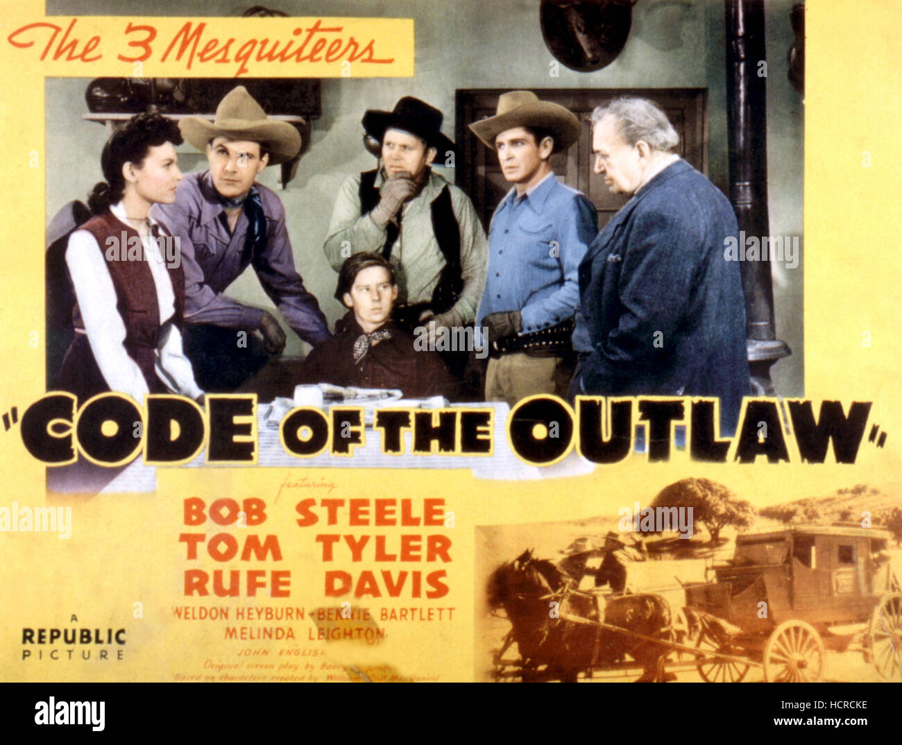 CODE OF THE OUTLAW, US poster, Melinda Leighton, Tom Tyler, Benny ...