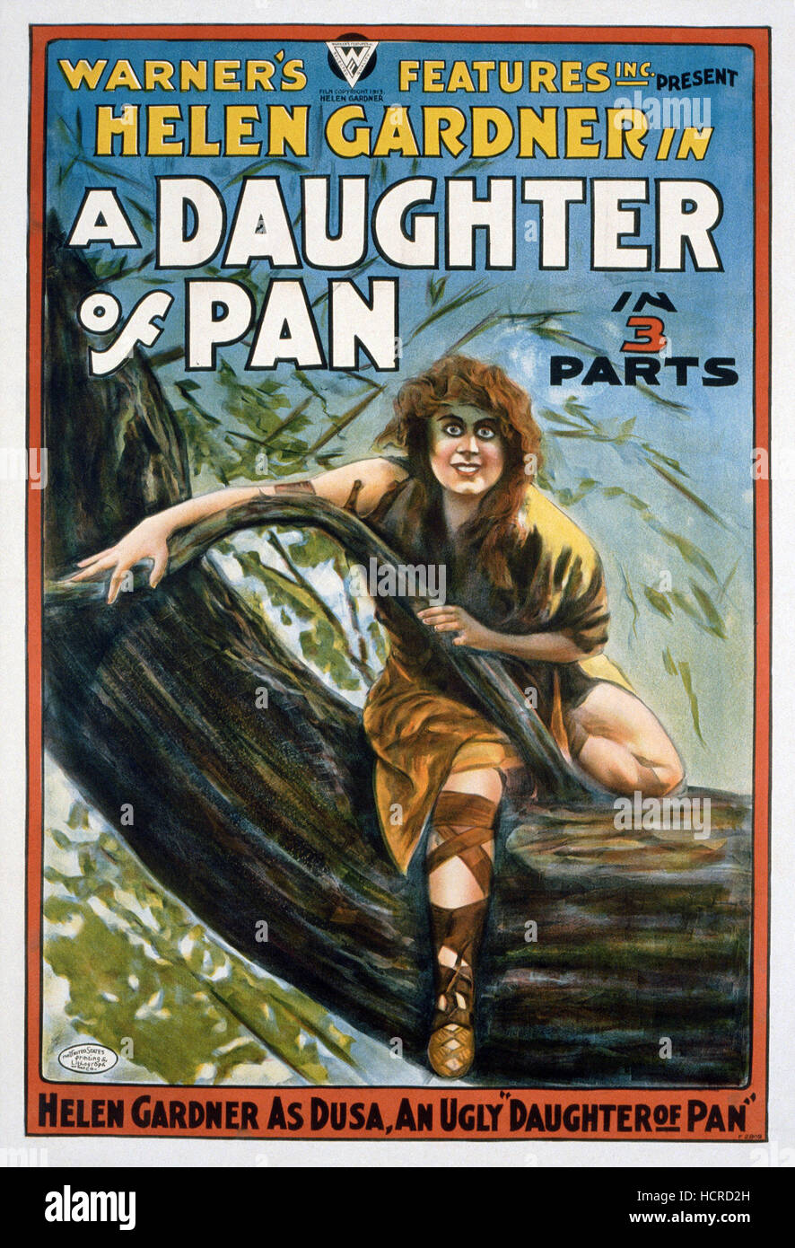 A DAUGHTER OF PAN, U.S. poster, Helen Gardner, 1913 Stock Photo - Alamy