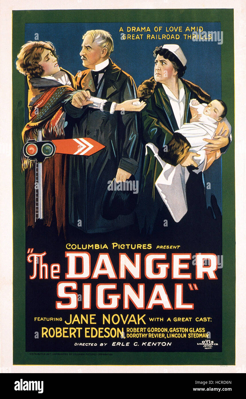 THE DANGER SIGNAL, poster, Jane Novak (left), Robert Edeson (center ...