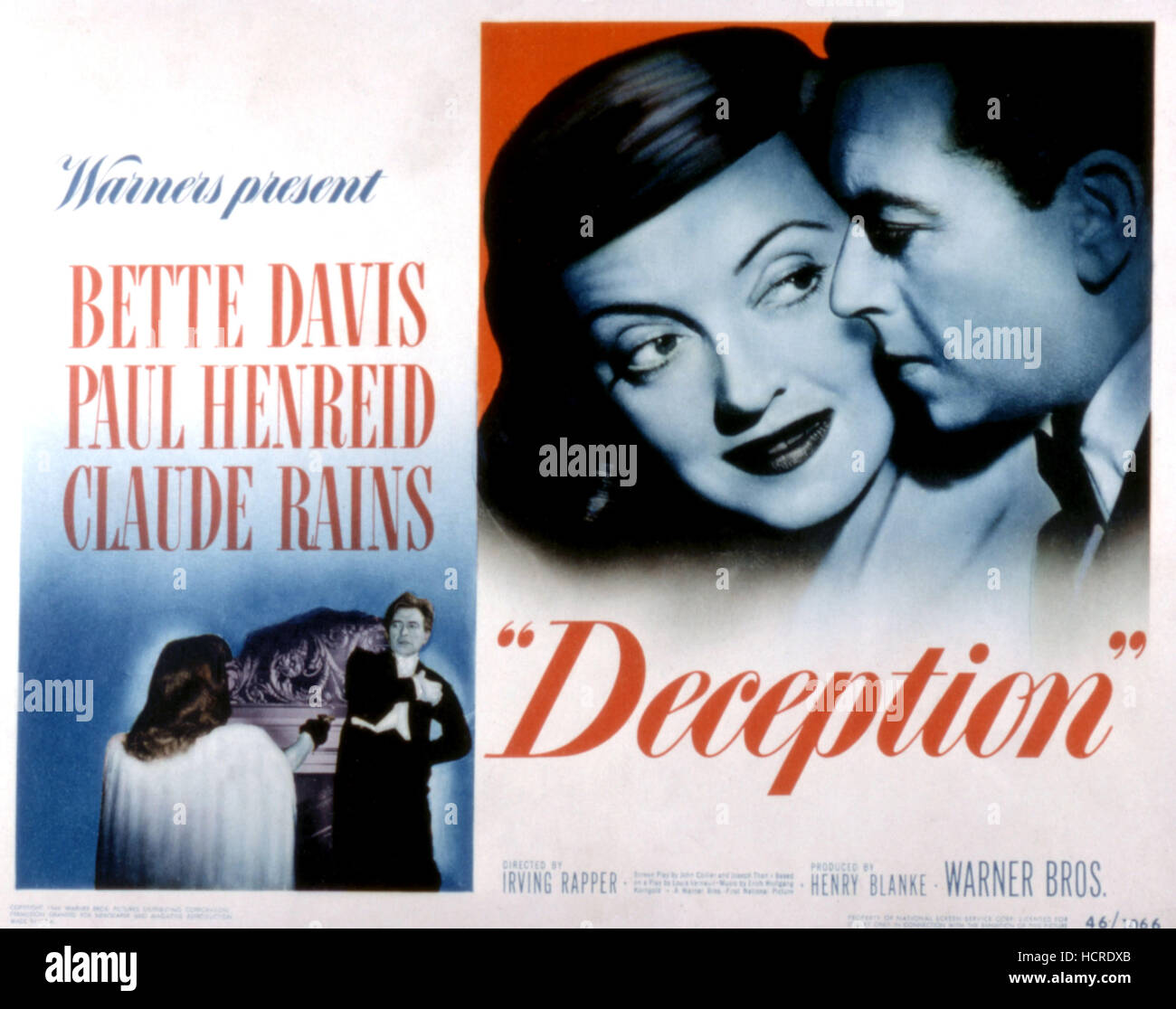 DECEPTION, Bette Davis, Claude Rains, Paul Henreid, 1946 Stock Photo ...