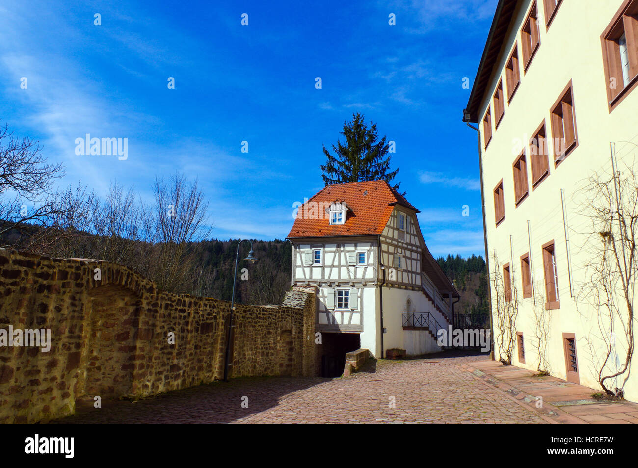 Residential tudor style house , with blue sky in background. Castle ...