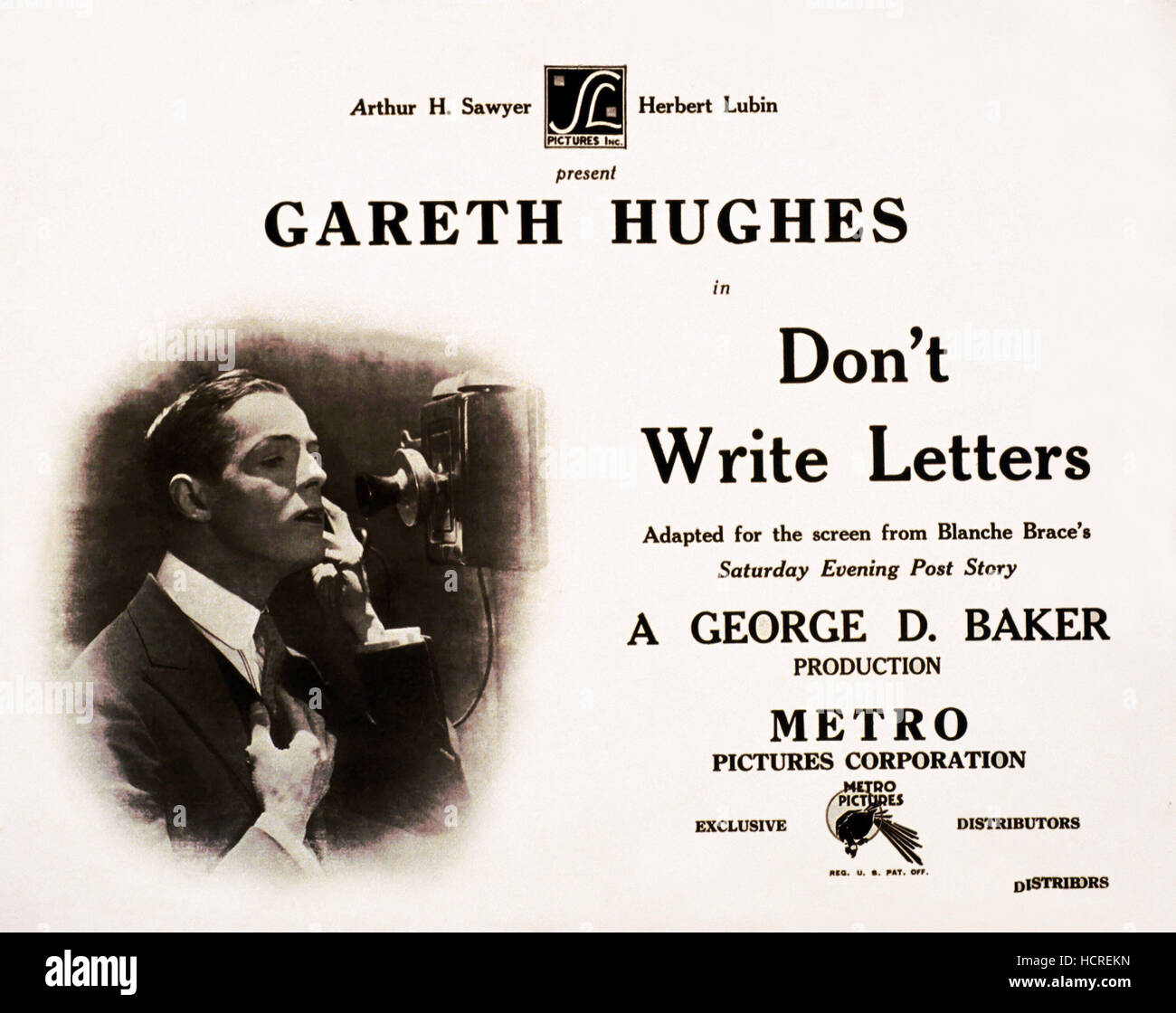 DON'T WRITE LETTER, US poster, Gareth Hughes, 1922 Stock Photo - Alamy