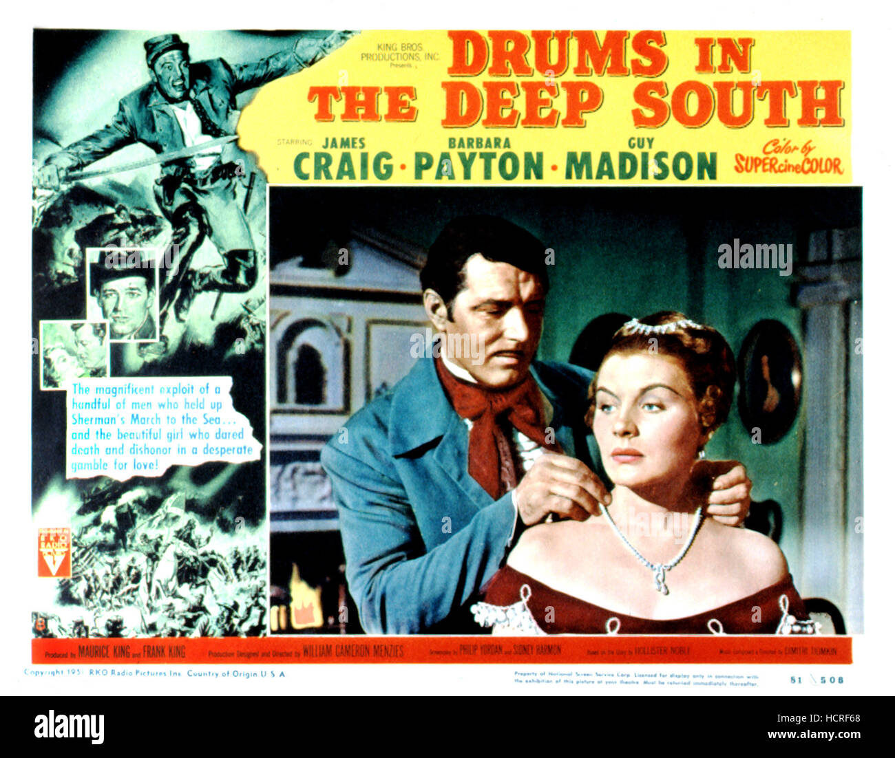 DRUMS IN THE DEEP SOUTH, from left: James Craig, Barbara Payton, 1951 ...