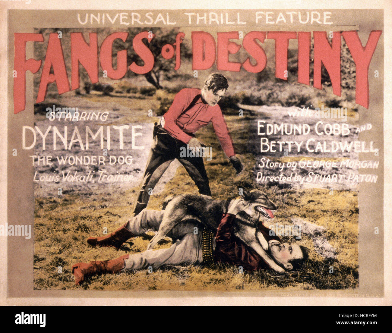 FANGS OF DESTINY, Edmund Cobb (standing), Dynamite the Wonder Dog, 1927 ...