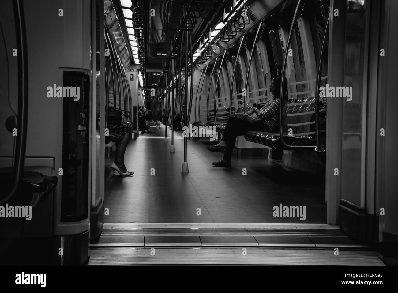 Singapore MRT underground train in black & white Stock Photo - Alamy