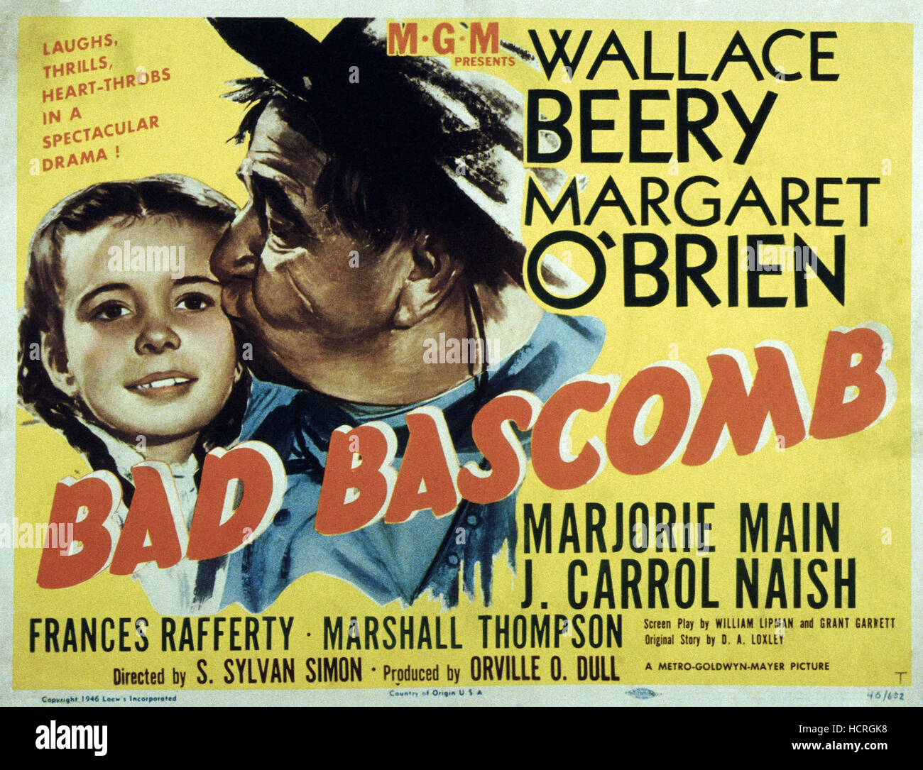 BAD BASCOMB, from left, Margaret O'Brien, Wallace Beery, 1946 Stock ...