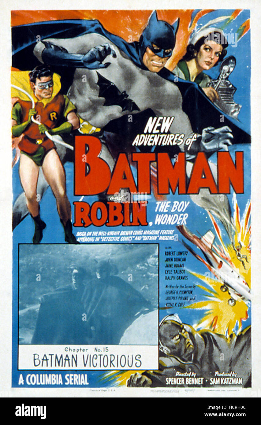 BATMAN, Robert Lowery (as Batman), Johnny Duncan (as Robin), movie poster, 1949 Stock Photo - Alamy